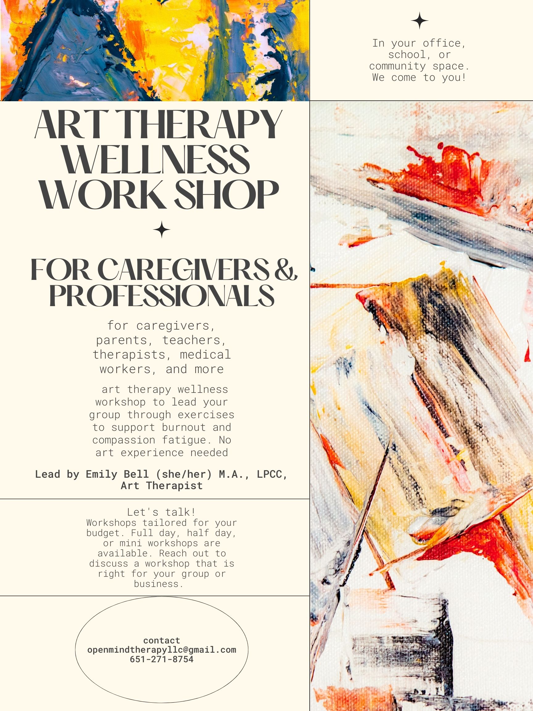 Art Therapy Workshop offerings